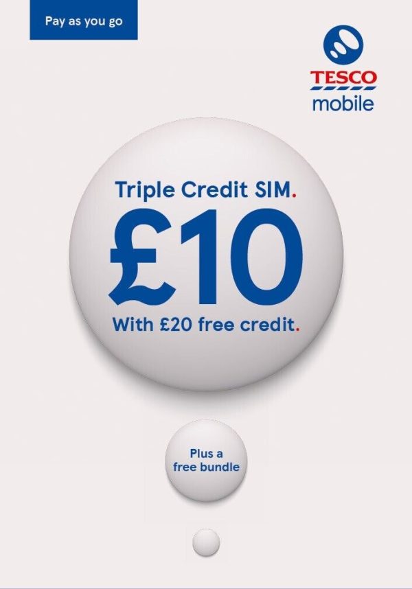 Tesco SIM 10£ + 20£ Gratis cu Numar Anglia/UK